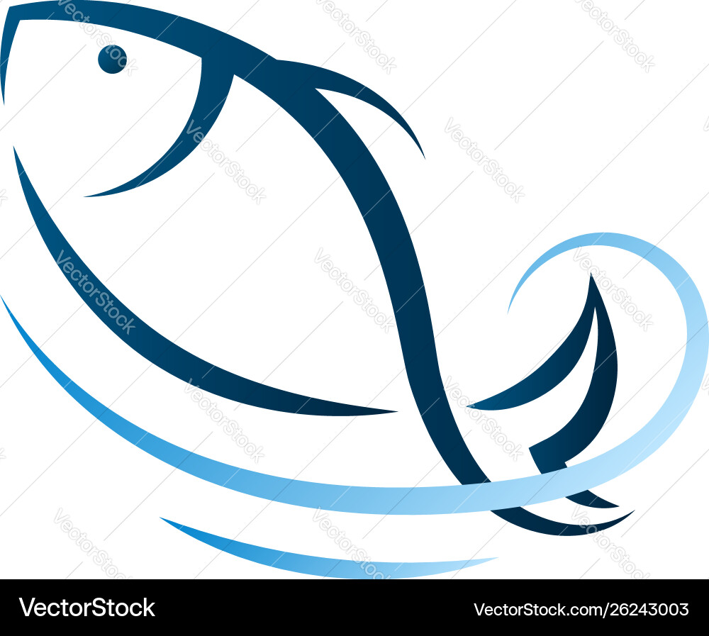 Cute fish on wave Royalty Free Vector Image - VectorStock