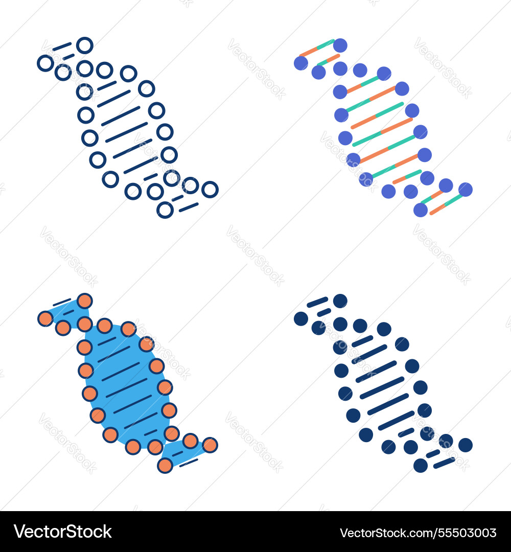 Dna Molekül Struktur Icon Set Lizenzfreies Vektorbild