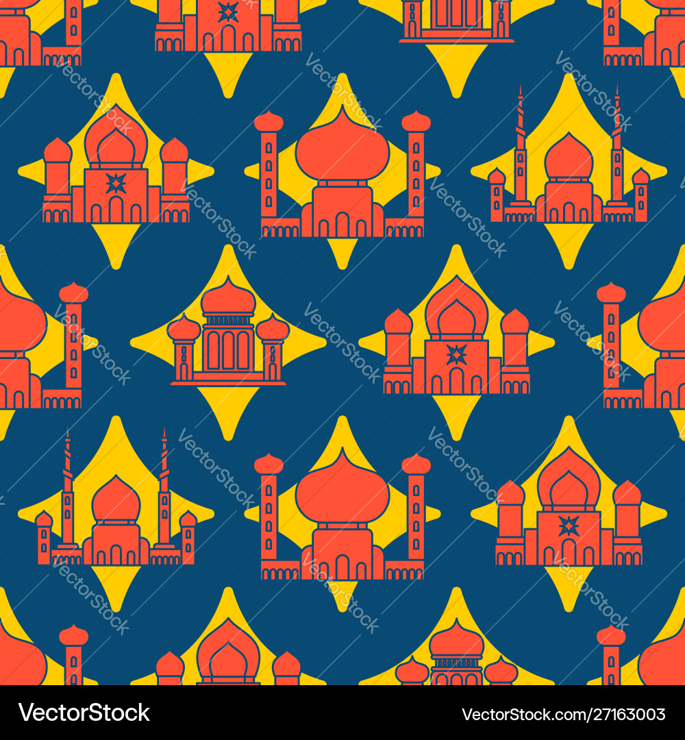 Mosque islamic pattern seamless ramadan kareem Vector Image