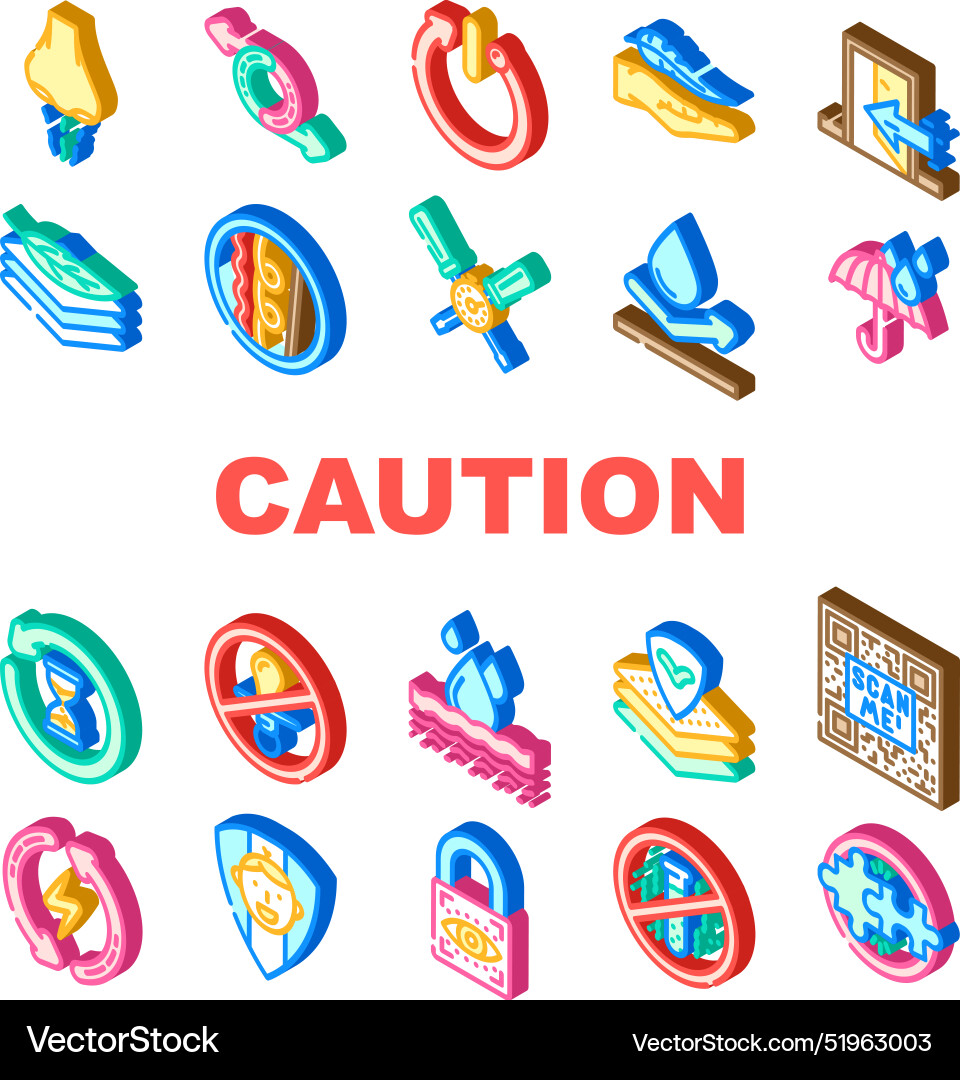 Product caution label warning icons set Royalty Free Vector