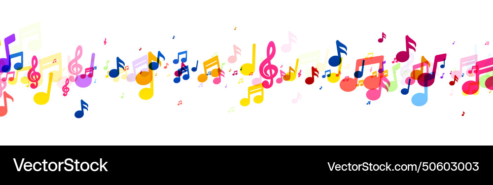 Rainbow music notes panorama Royalty Free Vector Image