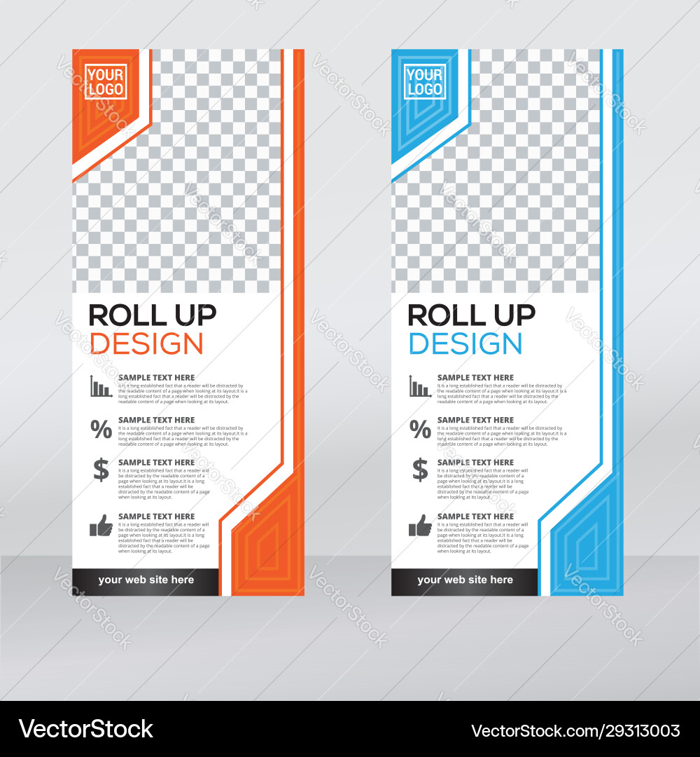 Roll up banner vertical design template Royalty Free Vector