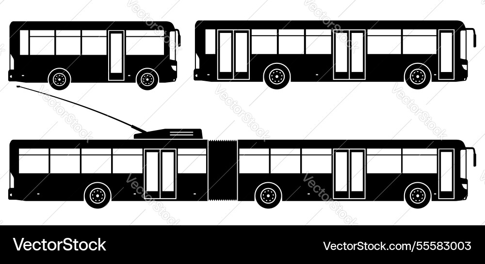 Shuttle buses side view on white Royalty Free Vector Image