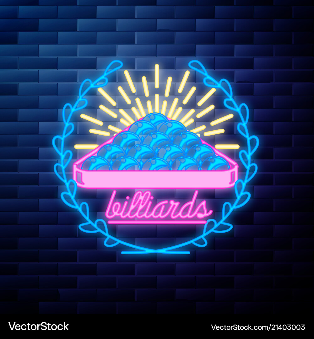 Vintage billiard emblem glowing Royalty Free Vector Image
