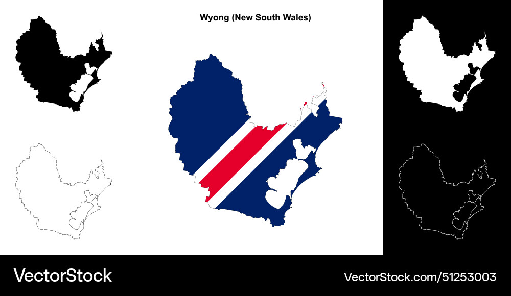 Wyong outline map Royalty Free Vector Image - VectorStock