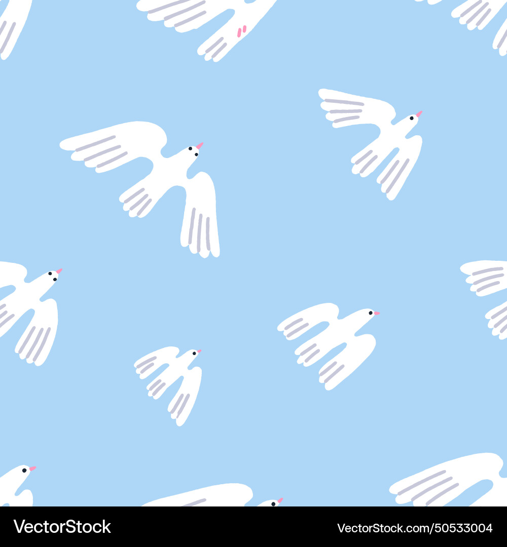 Birds in sky seamless pattern dove flock flying Vector Image