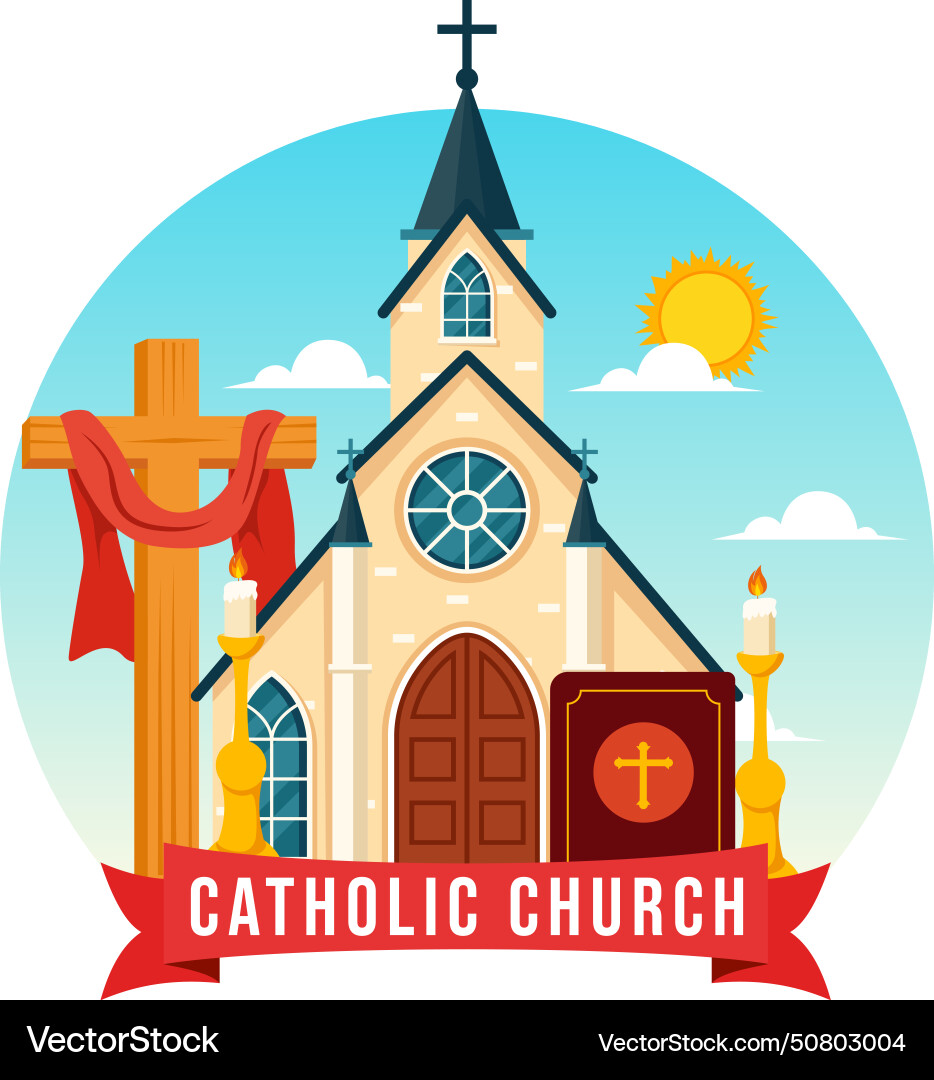 Cathedral catholic church building Royalty Free Vector Image