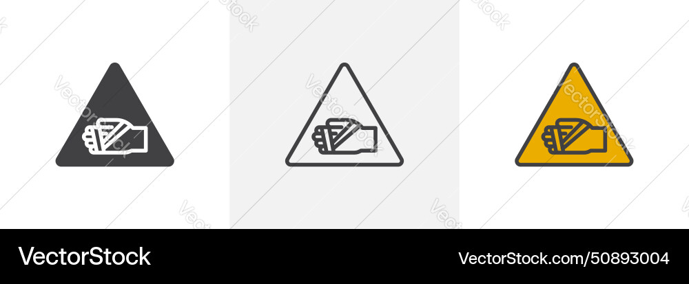 Chemical burns hazard sign icon set caution Vector Image