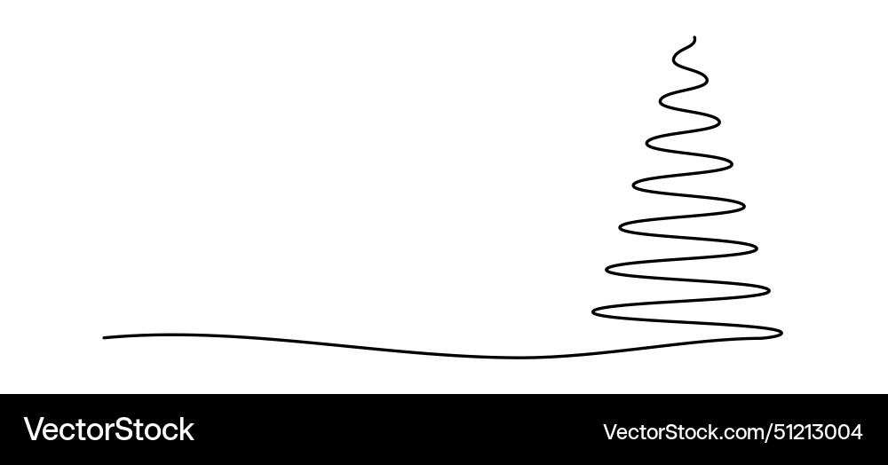 Christmas tree shape drawing by continuous line Vector Image