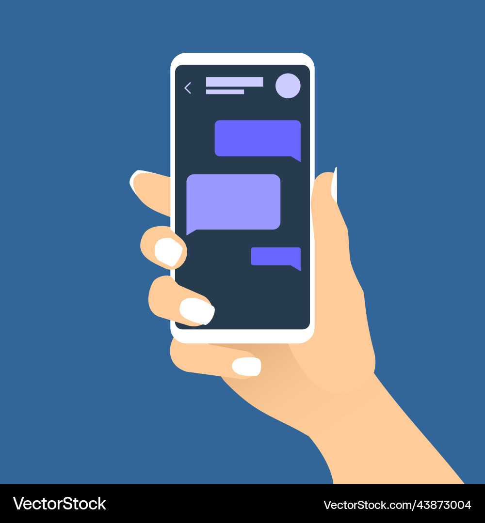 Female hand hold smartphone with chat messages Vector Image