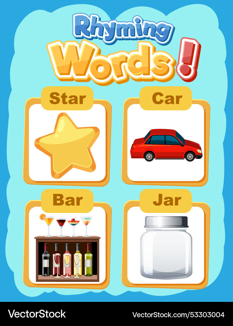 Rhyming words with images Royalty Free Vector Image