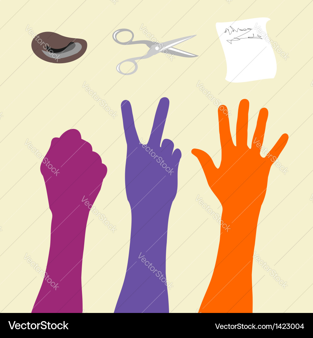 Rock paper scissors hand sign Royalty Free Vector Image