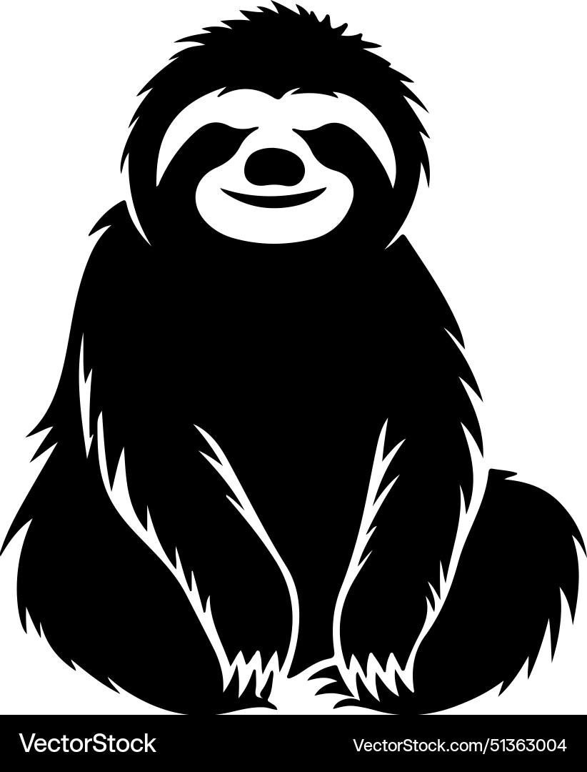 Sloth silhouette white background Royalty Free Vector Image