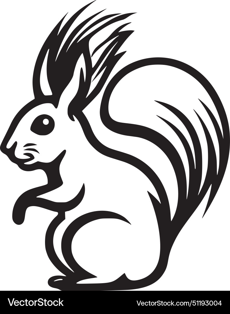 Squirrel - black and white Royalty Free Vector Image
