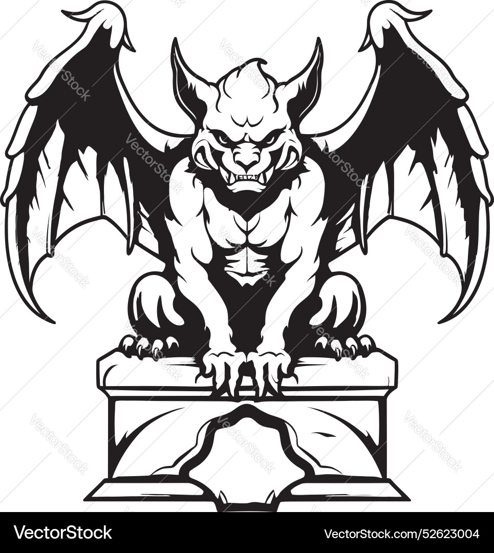 Stonework guardian art depicting gargoyle full Vector Image