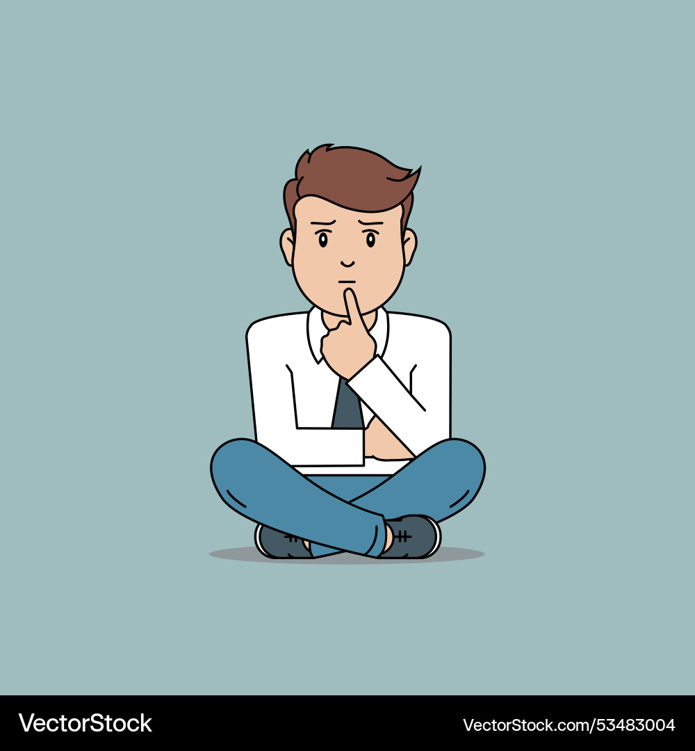 Young a man pondering a problem Royalty Free Vector Image