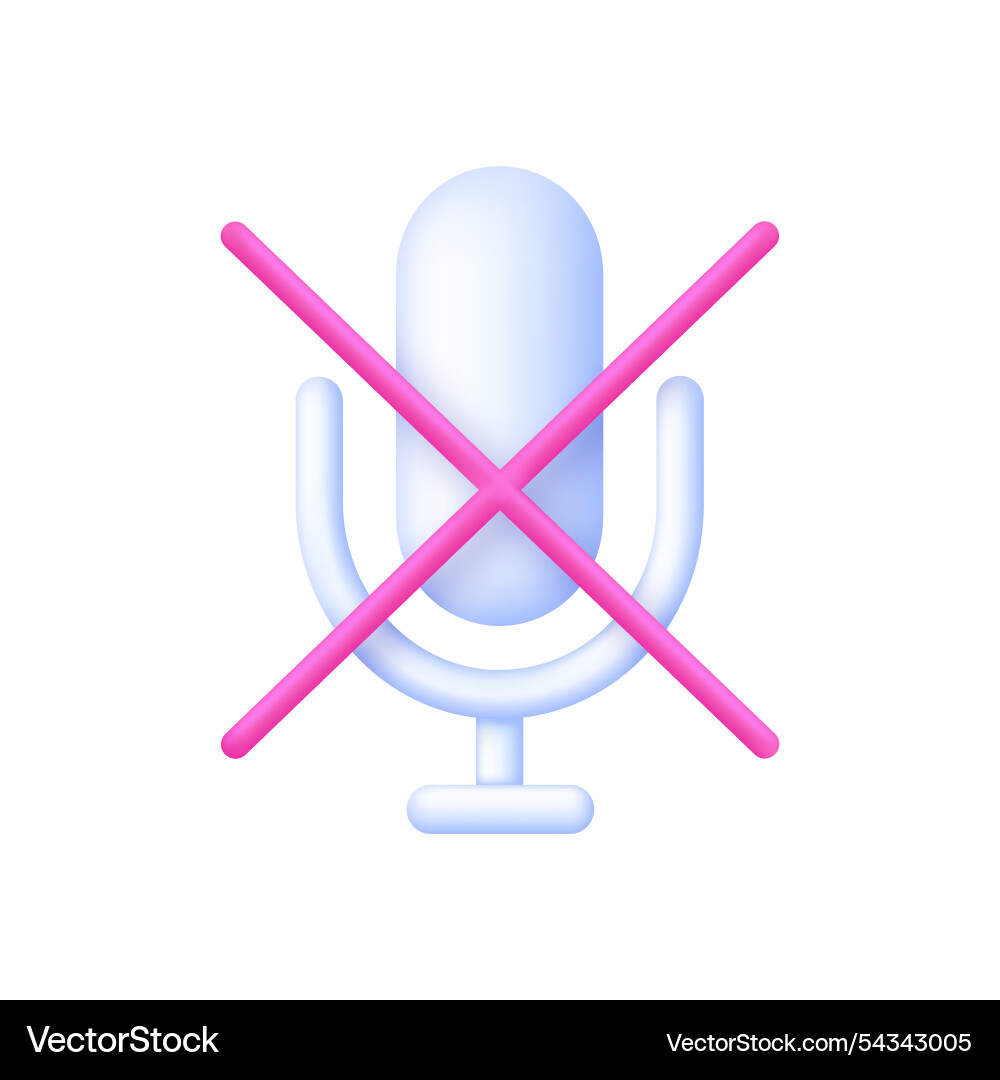 3d microphone audio muted Royalty Free Vector Image