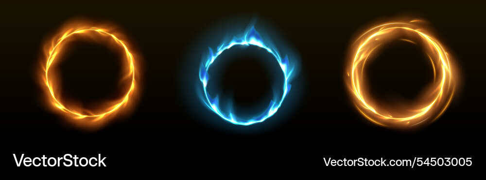 Abstract ring with yellow and blue fire flames Vector Image