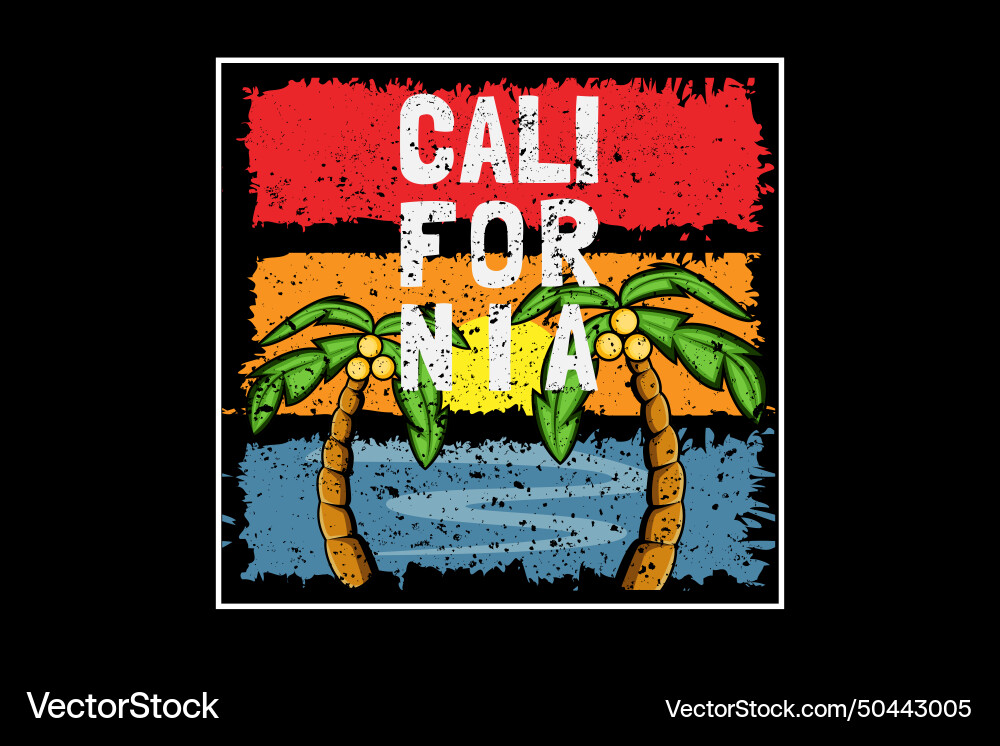 California beach retro design landscape Royalty Free Vector