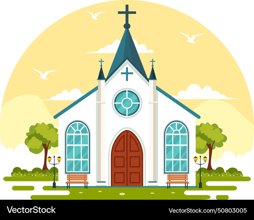 Cathedral catholic church building Royalty Free Vector Image
