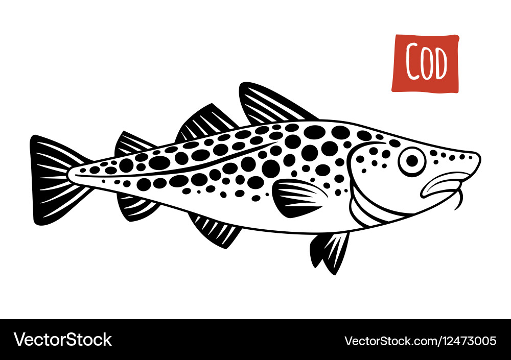 Cod black and white Royalty Free Vector Image - VectorStock