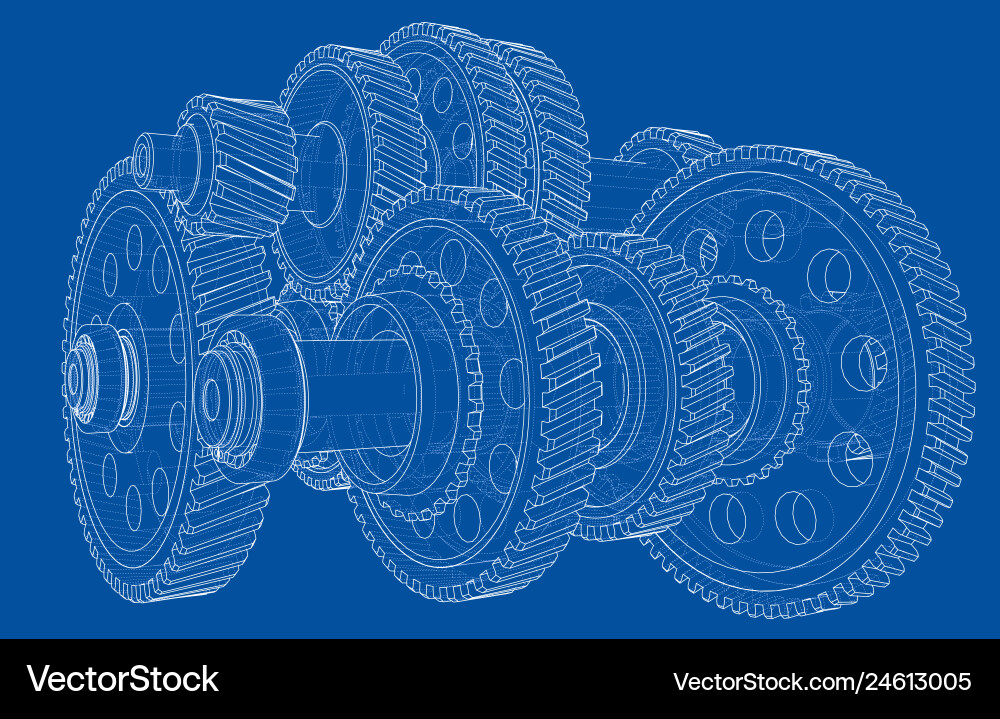 Outline gearbox concept Royalty Free Vector Image
