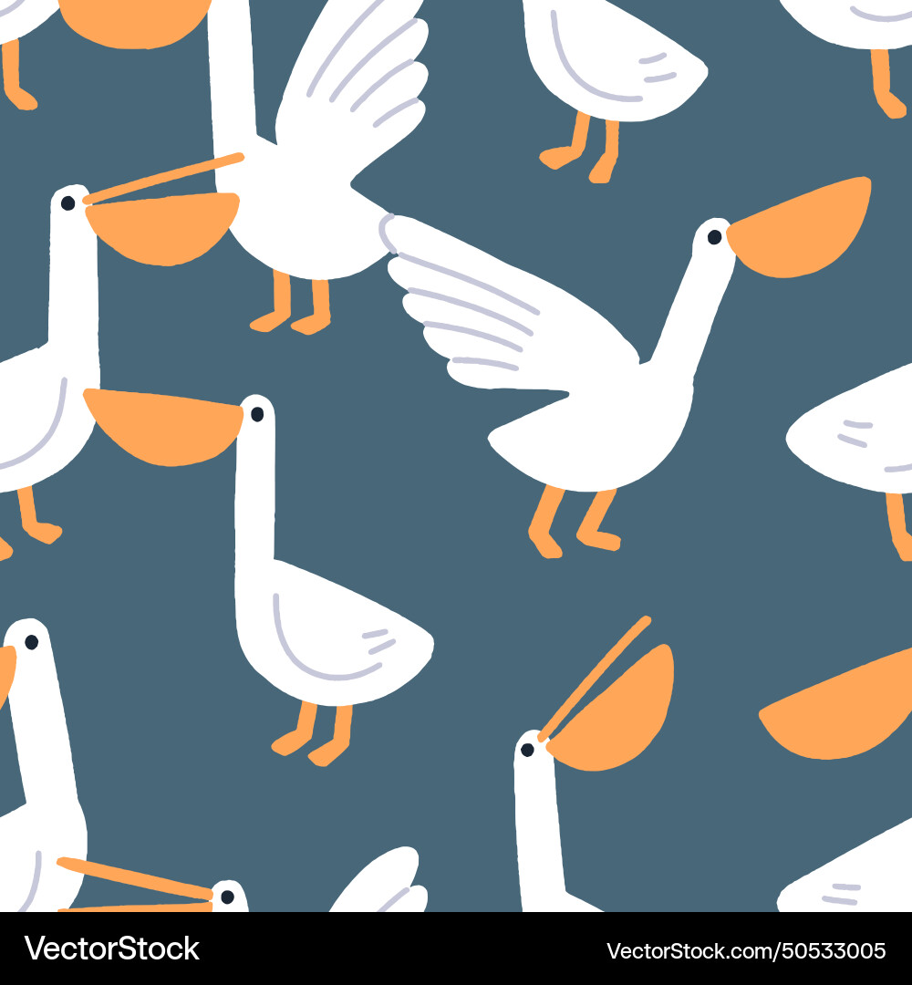 Pelicans seamless pattern design cute exotic Vector Image