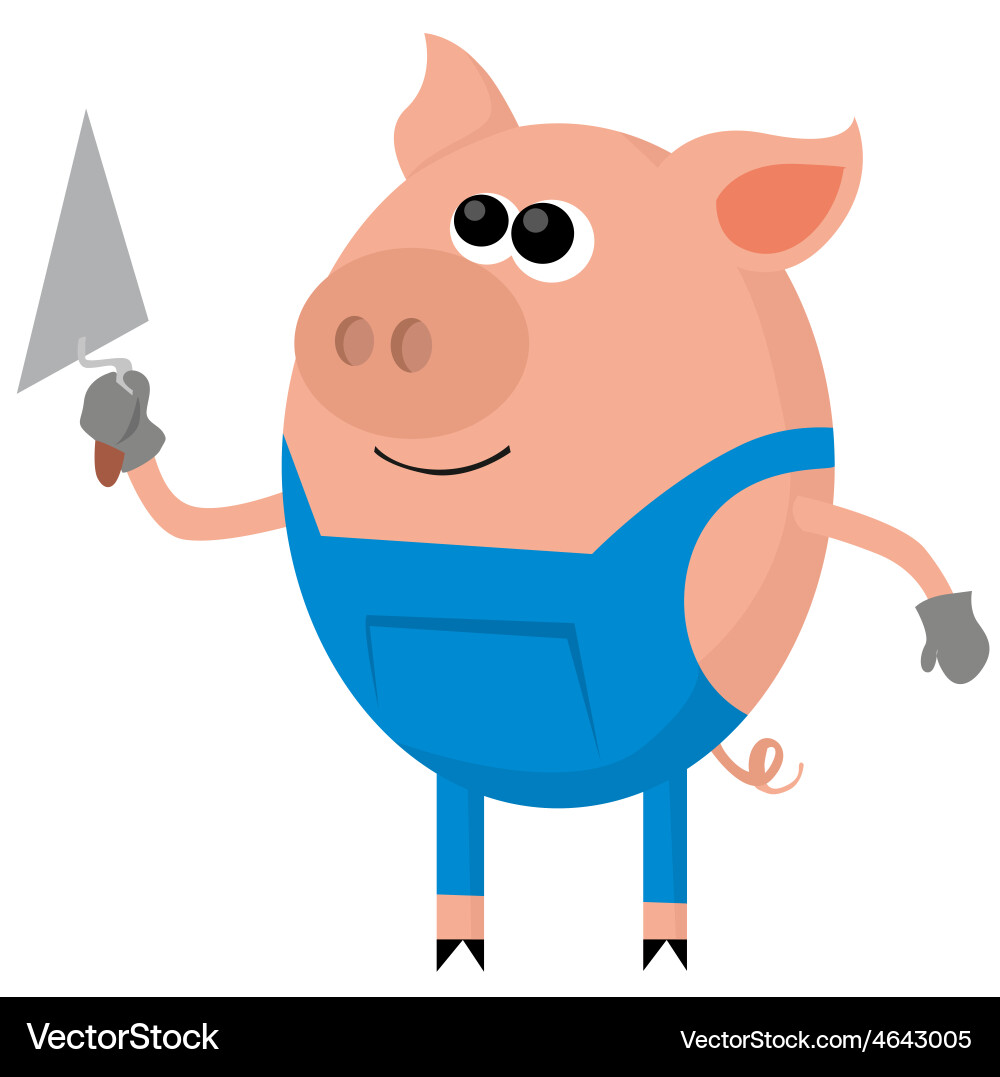 Pig Bricklayer Building a House Royalty Free Vector Image