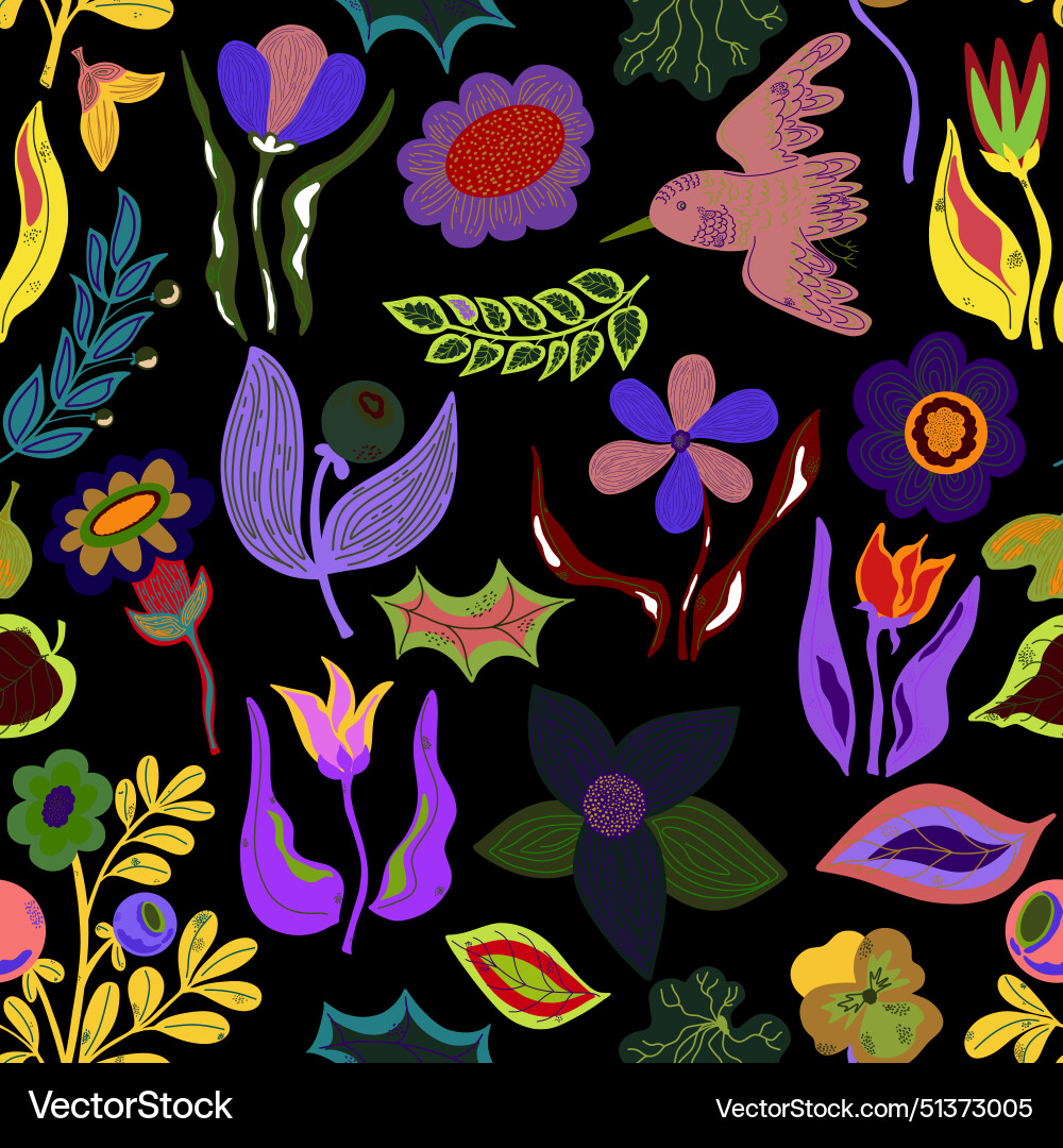 Plant organic pattern flat style hand drawn Vector Image