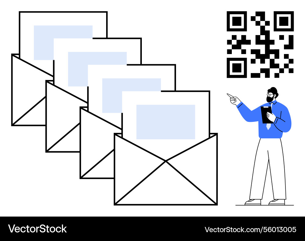 Professional communication through email and qr Vector Image