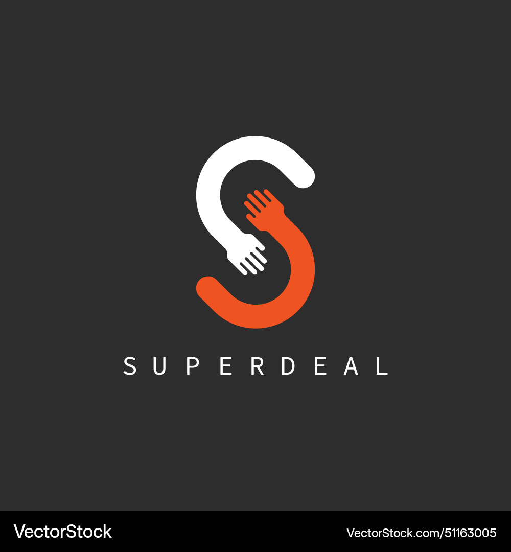 S letter shaking hand icon concept design template