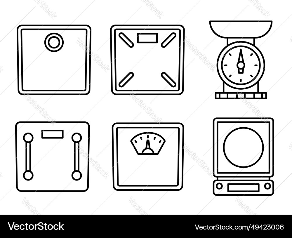 Analog and digital body weight scale icon set Vector Image