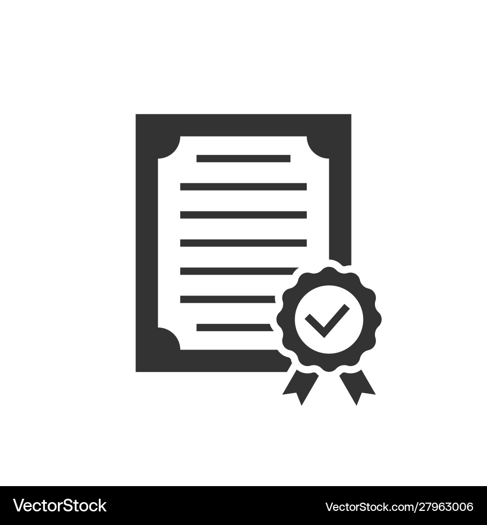 Approved certificate black icon on white Vector Image