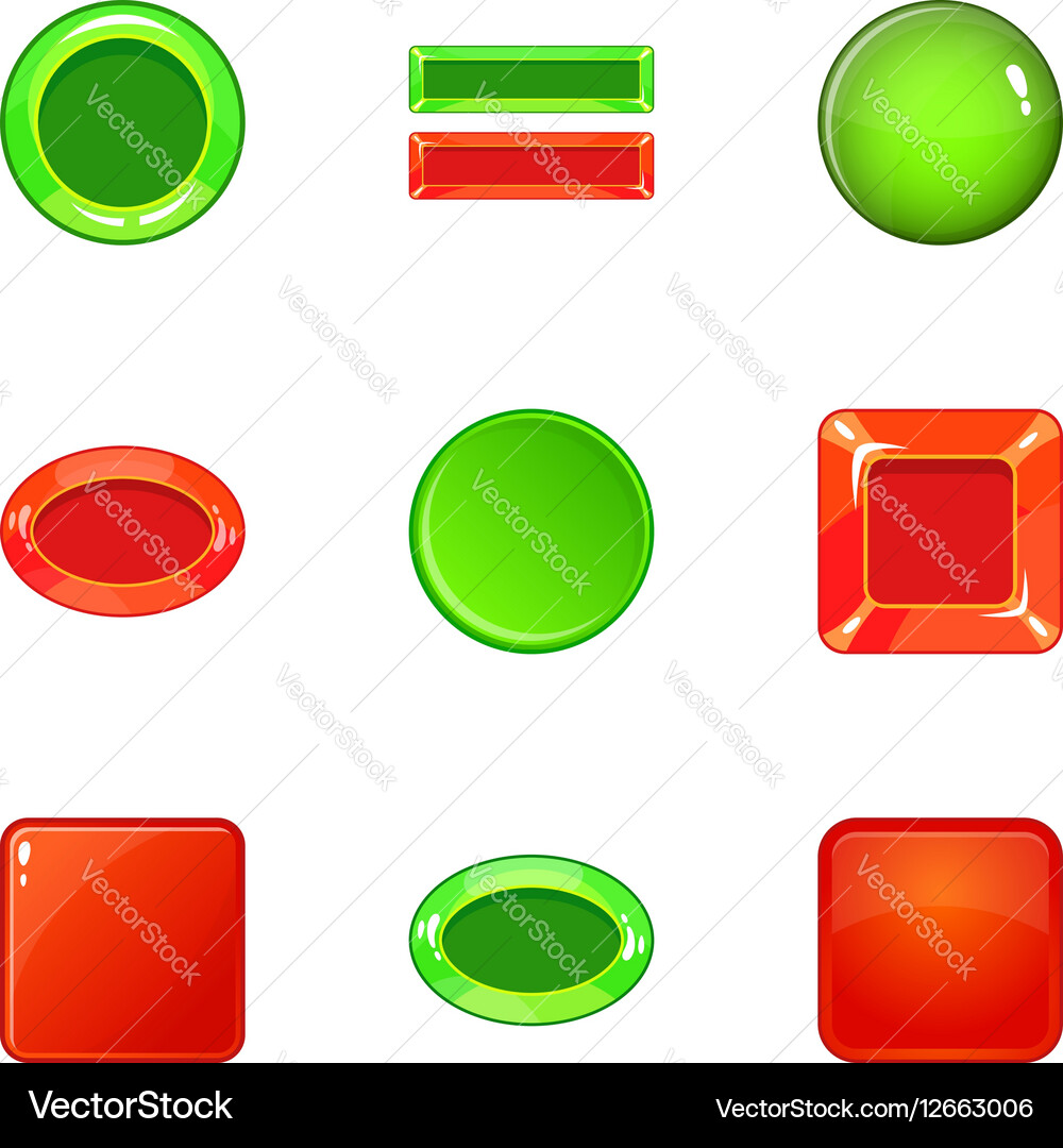 Button icons set cartoon style Royalty Free Vector Image