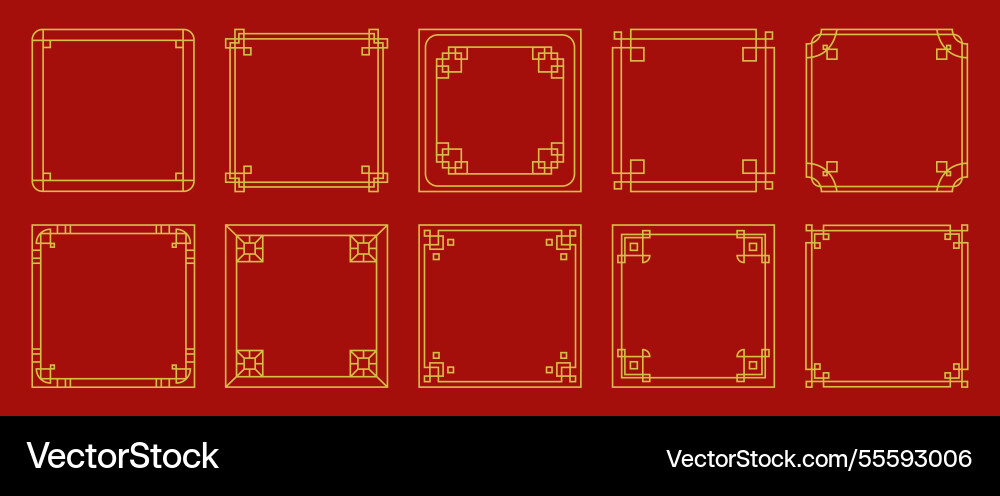 Chinese frames asian golden decorative elements Vector Image