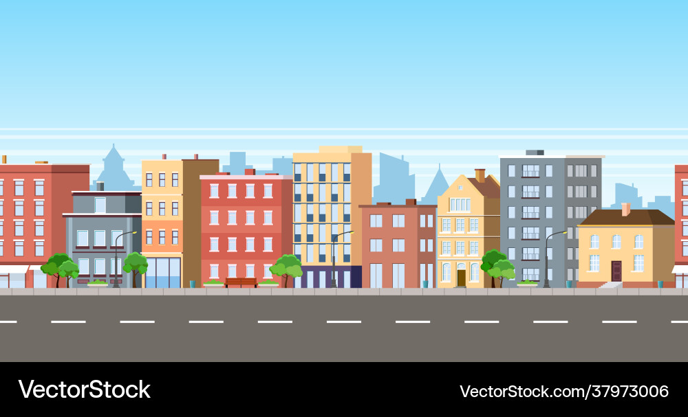 City Buildings Streetscape Royalty Free Vector Image