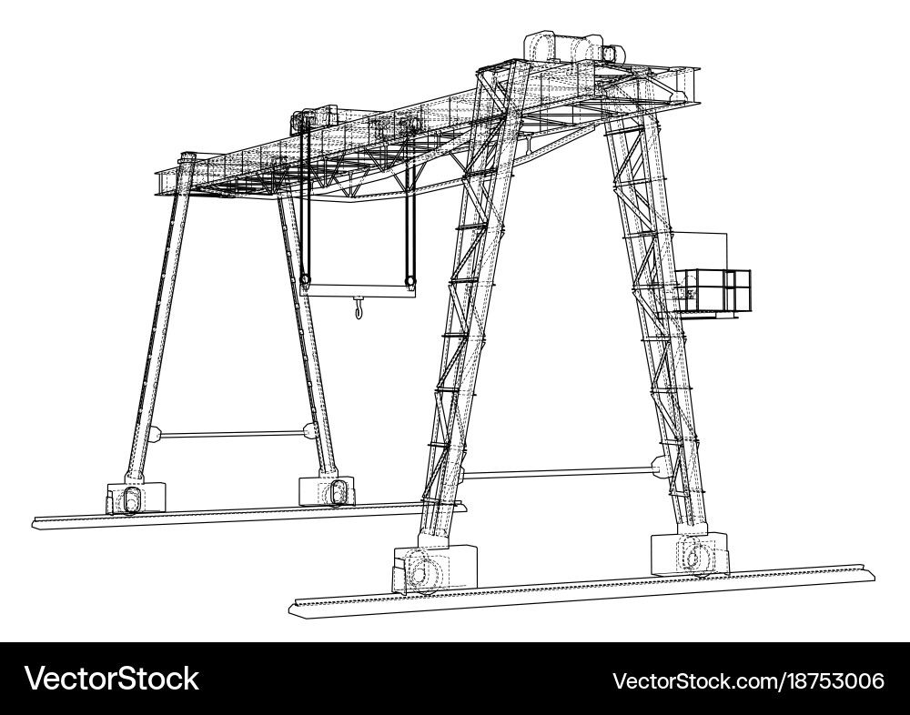 Gantry crane wire-frame eps10 format Royalty Free Vector