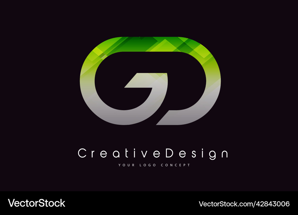 Gd letter logo design green texture creative icon Vector Image