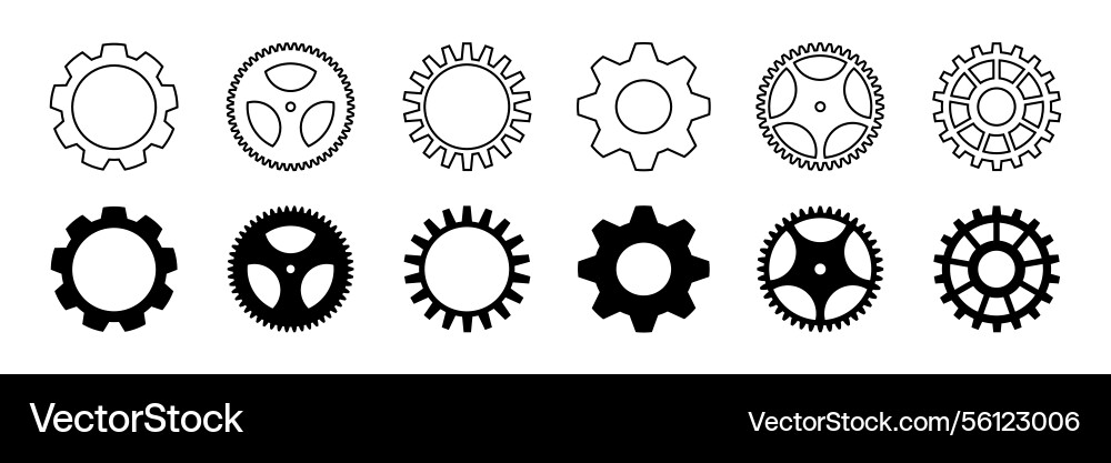 Gear shape icon for laser engraving sign Vector Image