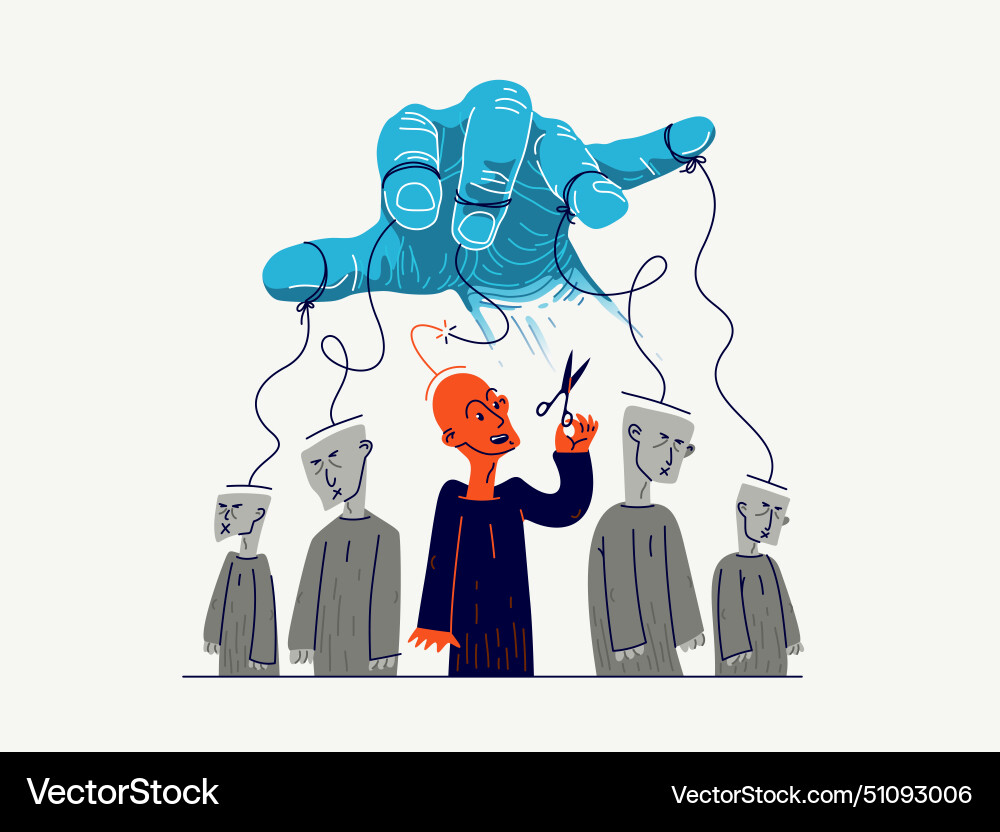 Hand of a toxic manipulator controls his victims Vector Image
