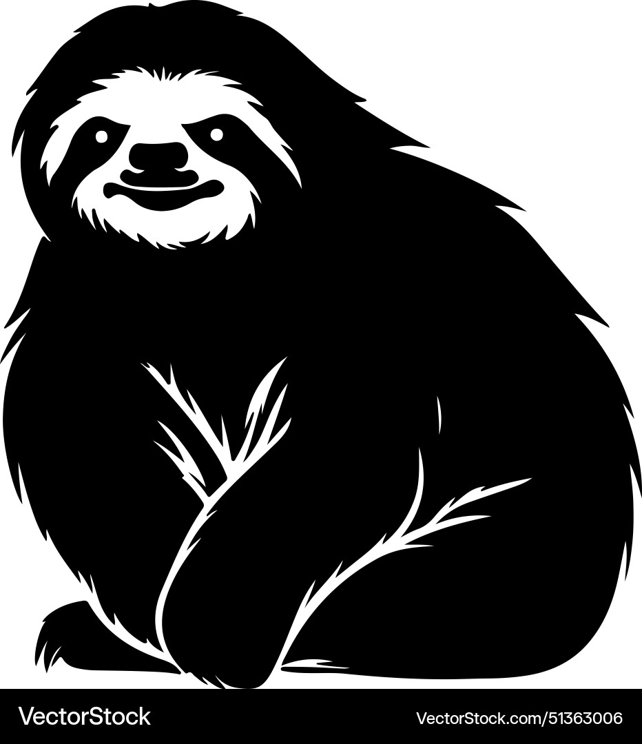 Sloth silhouette white background Royalty Free Vector Image