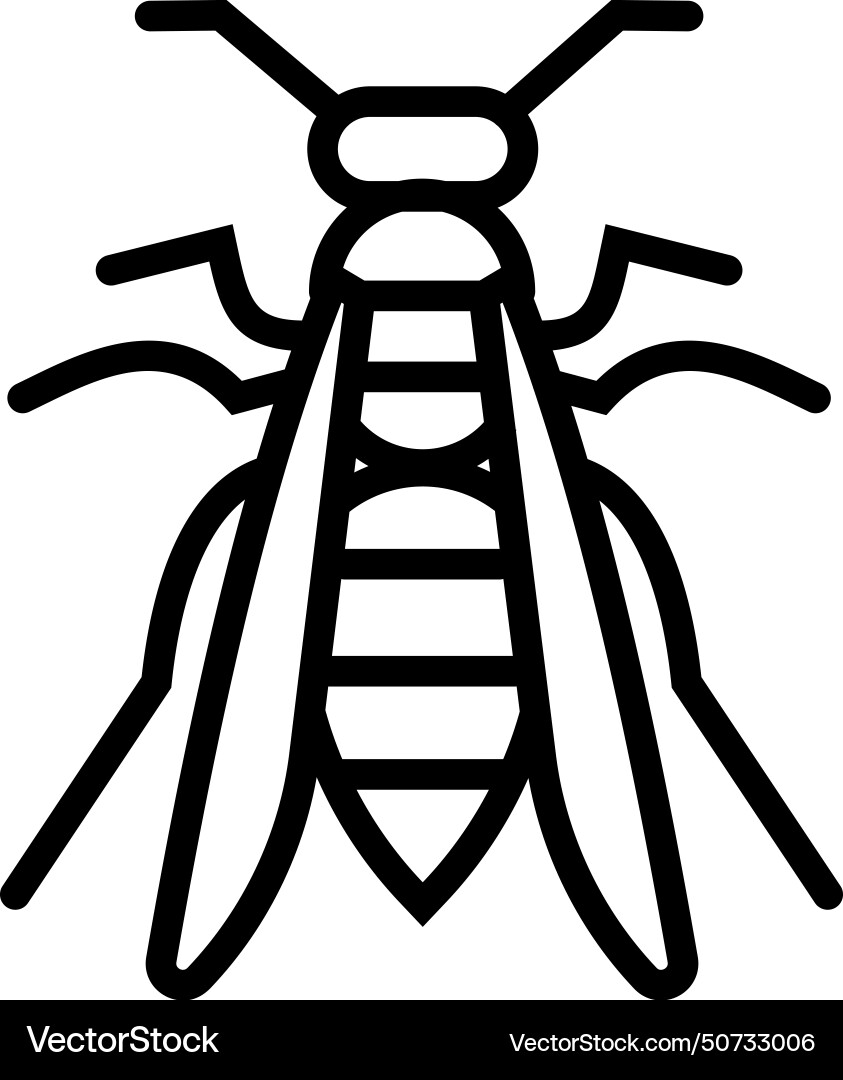 Wasp icon linear insect symbol striped flying Vector Image