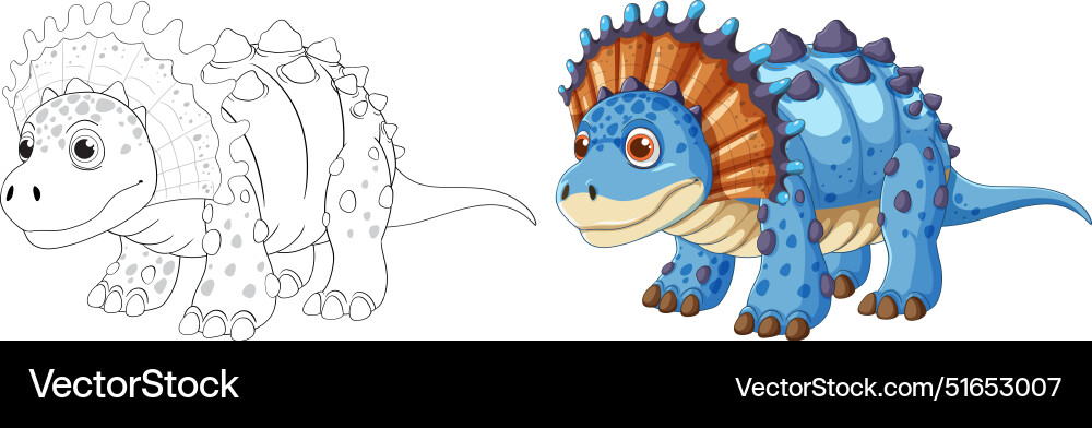 Adorable blue dinosaur with colorful frills Vector Image