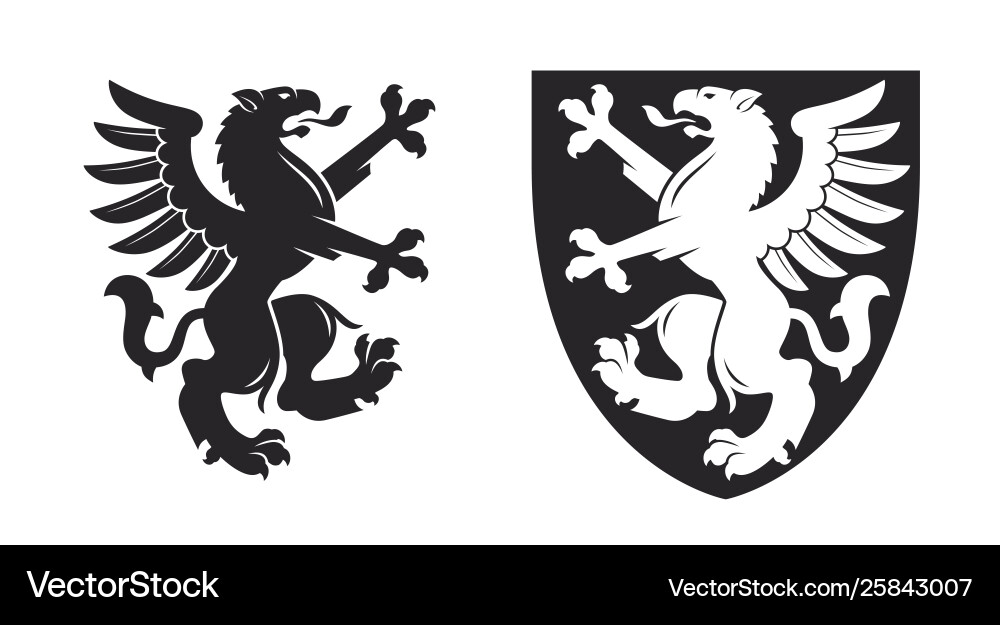 Griffin Gryphon Rampant Vector Images (28)