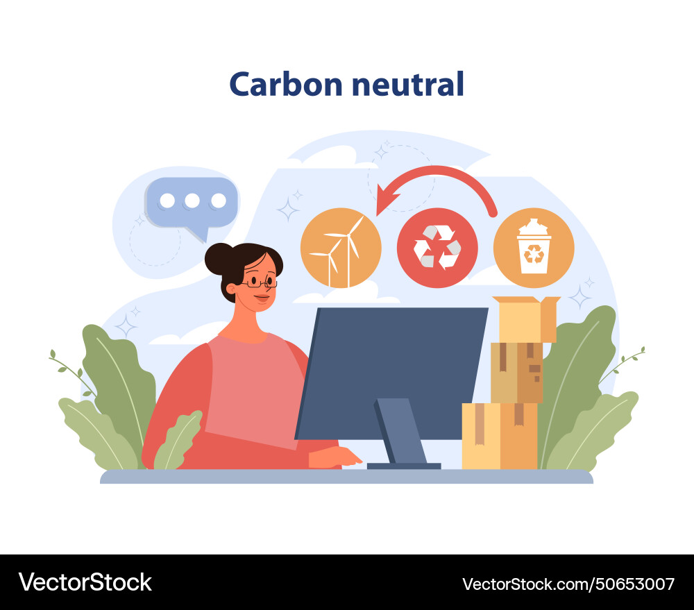 Carbon neutral concept flat Royalty Free Vector Image