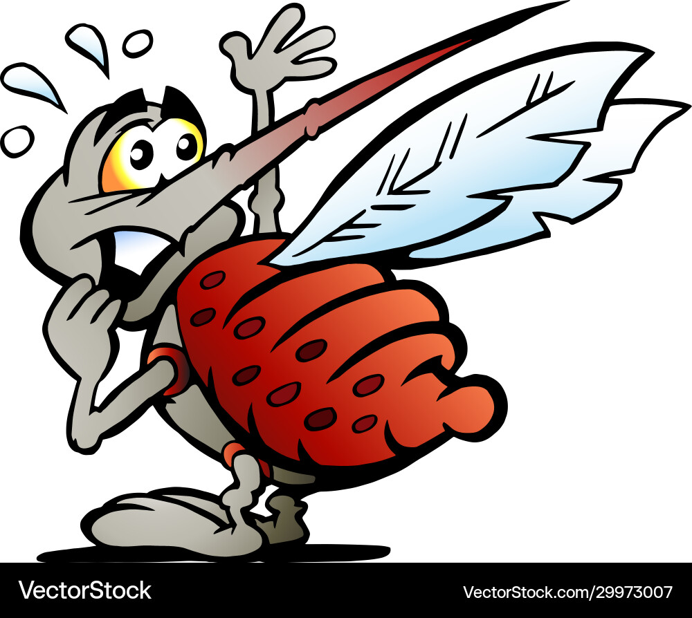 Cartoon a scared afraid mosquito Royalty Free Vector Image