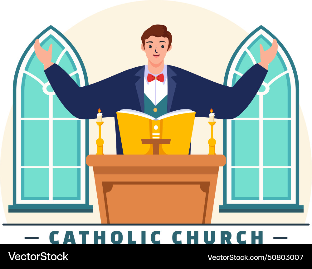 Cathedral catholic church building Royalty Free Vector Image