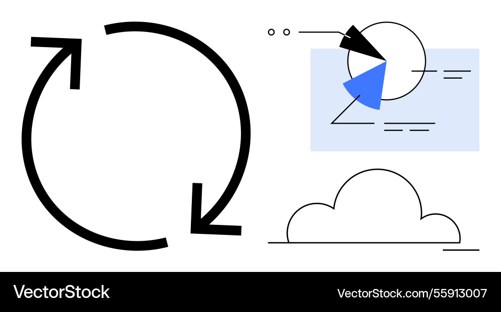 Circular arrows with cloud and geometric abstract Vector Image