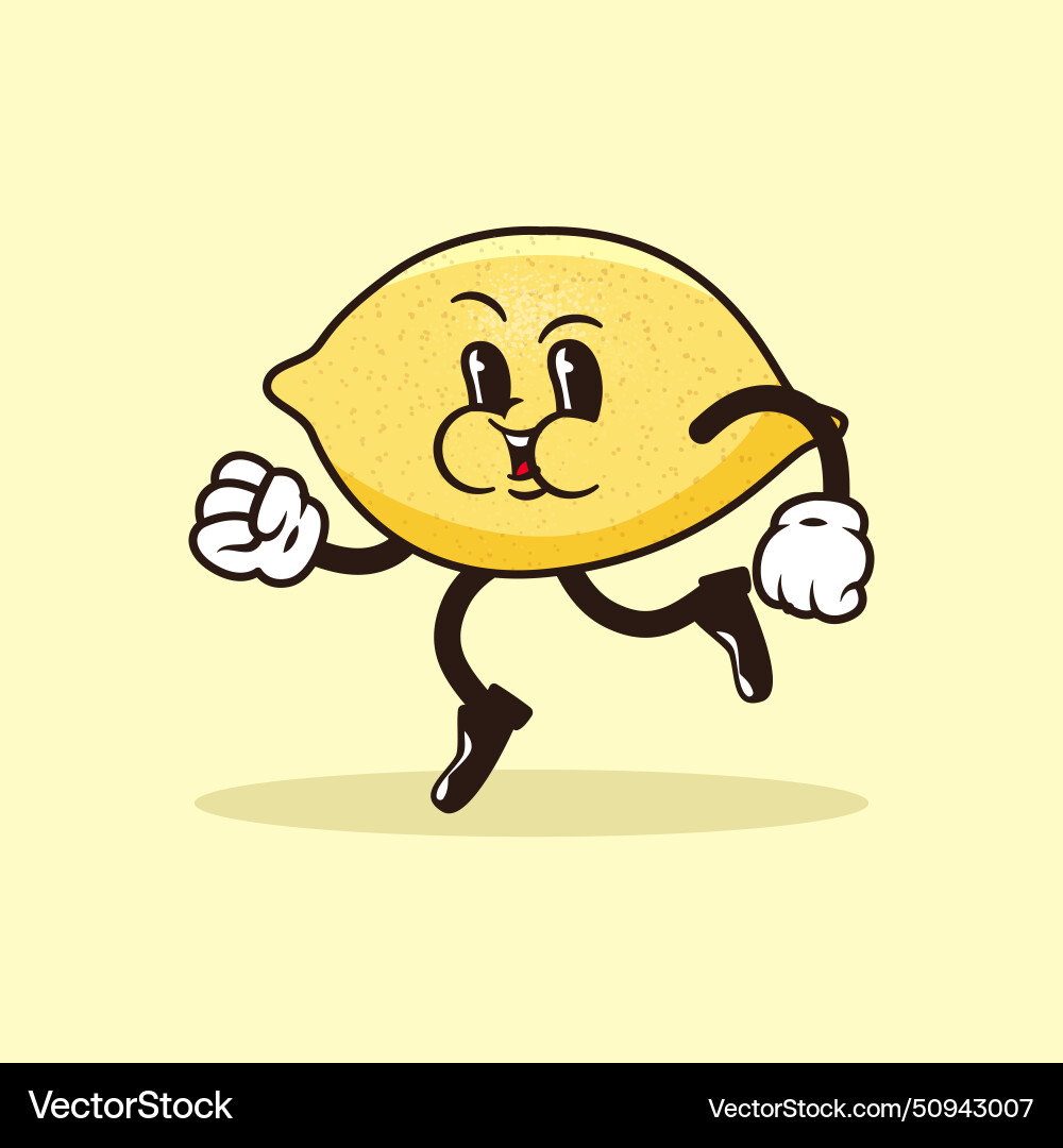 Cute retro vintage lemon fruits Royalty Free Vector Image