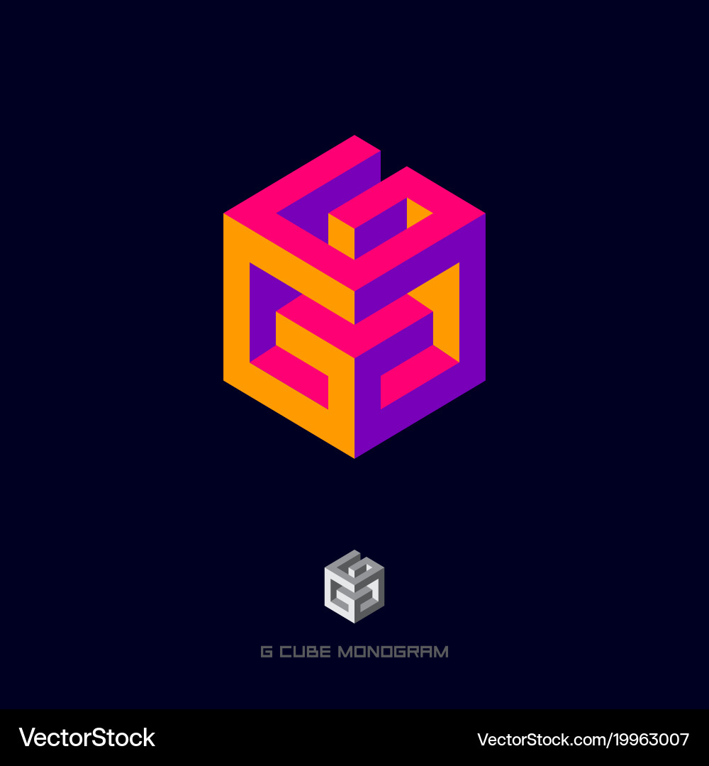 Geometric logo g letter cube monogram Royalty Free Vector
